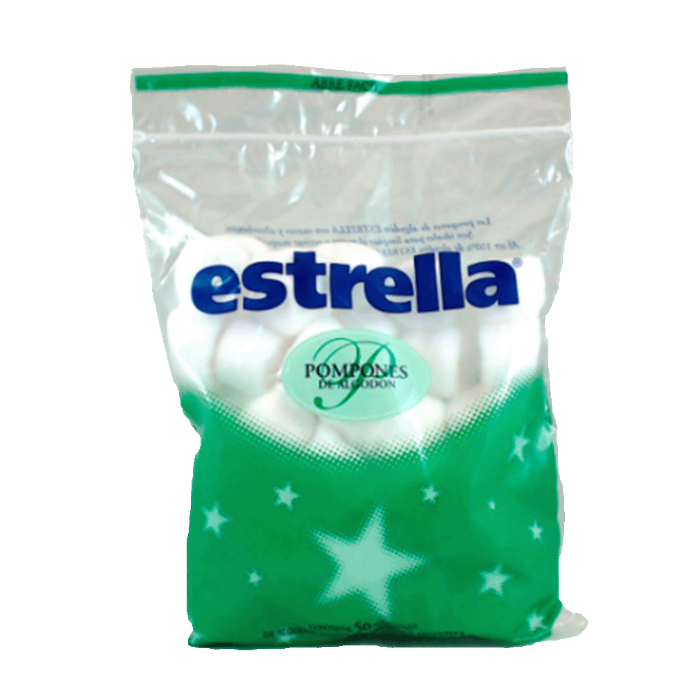 Pompones ESTRELLA De Algodon 50u - Micro Go